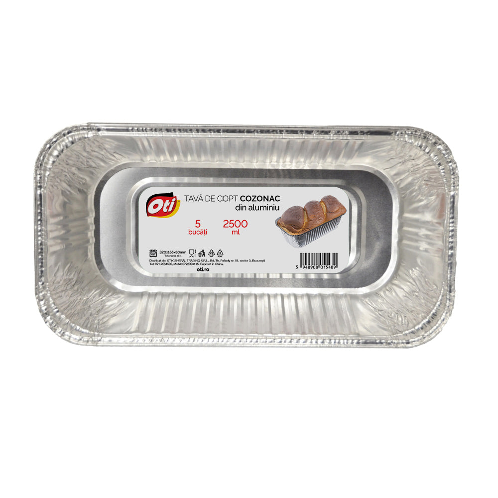 Tava din aluminiu pentru copt cozonac, 2500 ml, 5 buc./set — Oti