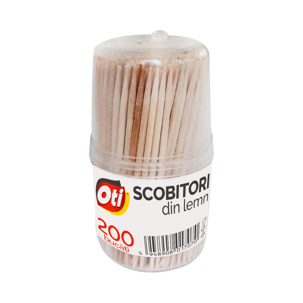 Scobitori din lemn in tub de plastic, 200 buc./tub, 25 tuburi/cofraj — Oti